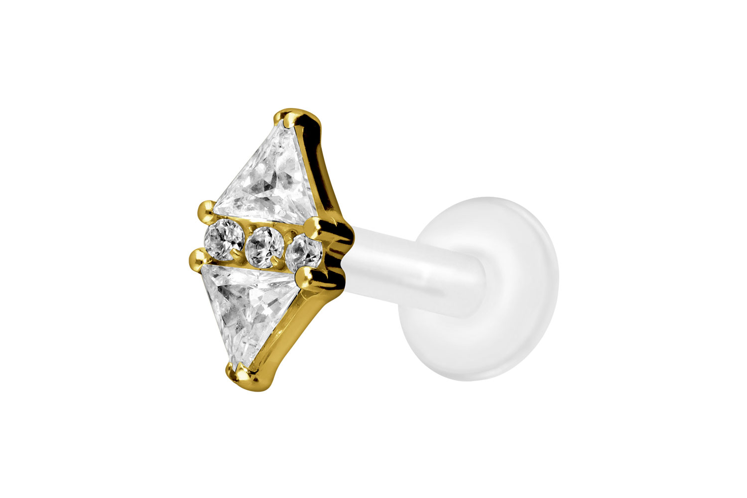 PTFE labret with internal thread + titanium attachment CRYSTAL RHOMBUS ...